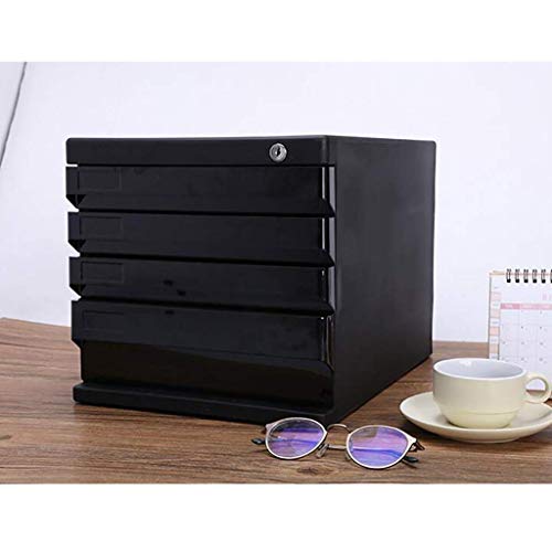 QNN Desktop File Cabinets Desktop Storage Box Office Furniture Archive Cabinet 4 Drawers Plastic with Drawer, High Capacity Can Store A4 Files,B