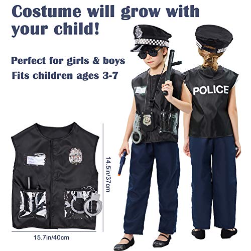 Police Costume for Kids Police Officer Dress Up set Halloween Role Play Kit for 3 4 5 6 7 8 Years old Boys Girls