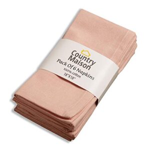 country maison cloth napkins | pack of 6 dinner napkins | 18”x18” | 100% cotton cocktail napkins | table napkins | chambray | peach