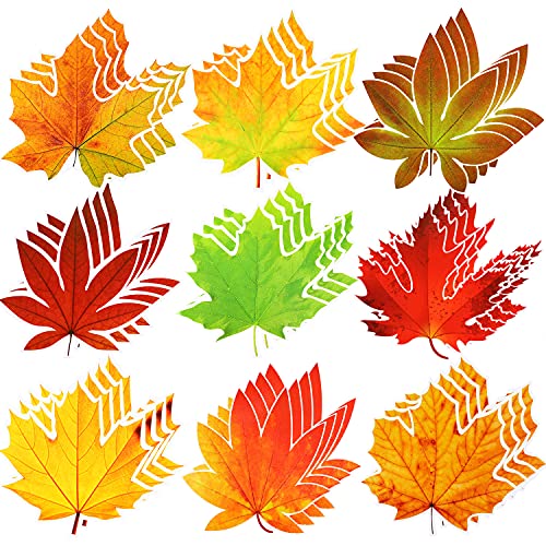 Fall Bulletin Board Decorations Fall Cutouts for Classroom Leaves Cutouts Artificial Fall Leaves with Glue Point Dots for School Thanksgiving Party Decoration, 5.9 x 5.9 Inch (45 Pieces)