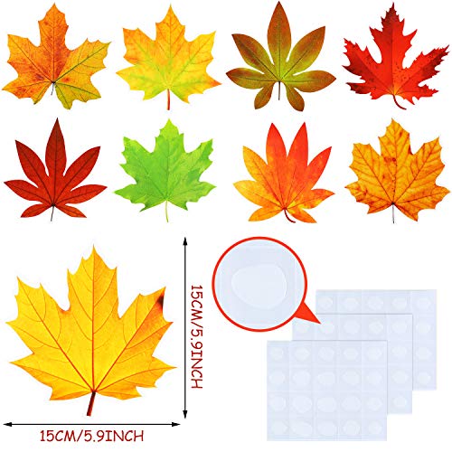 Fall Bulletin Board Decorations Fall Cutouts for Classroom Leaves Cutouts Artificial Fall Leaves with Glue Point Dots for School Thanksgiving Party Decoration, 5.9 x 5.9 Inch (45 Pieces)