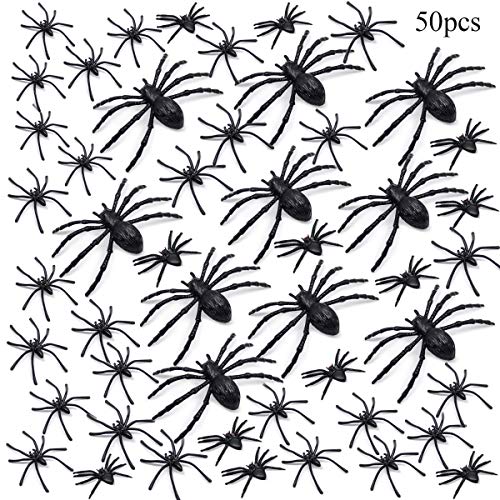 Realistic Plastic Spider Toys Halloween Decorations Fake Spider Toys for Kids 50pcs