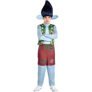 party city branch halloween costume for boys, trolls world tour, 3-4t, includes jumpsuit and headpiece with wig