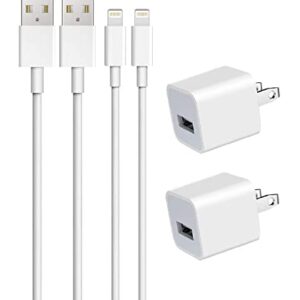 iPhone Charger, Apple MFi Certified Lightning Cable, Data Sync Charging Cords with USB Wall Charger Compatible iPhone 14 13 12 11 Pro Max XS XR X 8 7 6s 6 Plus SE, iPad Mini Air Pro, AirPods [2-Pack]