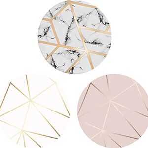 Cell Phone Stand Finger Holder - Geometric Rose Gold White Marble (3 Pack)