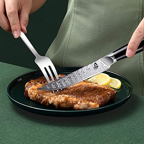 TUO Kitchen Steak Knife - 5 inch Straight Single Steak Knife - AUS-8 Japanese Steel - Full Tang G10 Handle - Falcon S Series with Gift Box