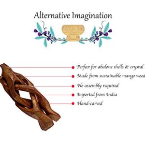 Alternative Imagination Wooden Tripod Stand, Perfect for Abalone Shells, Crystal Balls and More. (Stained (Reddish Brown), 4 Inches)