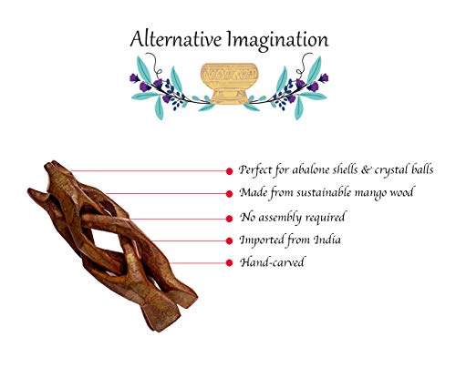 Alternative Imagination Wooden Tripod Stand, Perfect for Abalone Shells, Crystal Balls and More. (Stained (Reddish Brown), 4 Inches)