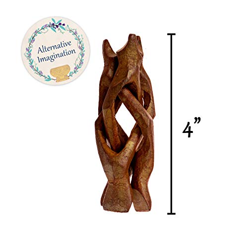 Alternative Imagination Wooden Tripod Stand, Perfect for Abalone Shells, Crystal Balls and More. (Stained (Reddish Brown), 4 Inches)