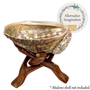 Alternative Imagination Wooden Tripod Stand, Perfect for Abalone Shells, Crystal Balls and More. (Stained (Reddish Brown), 4 Inches)