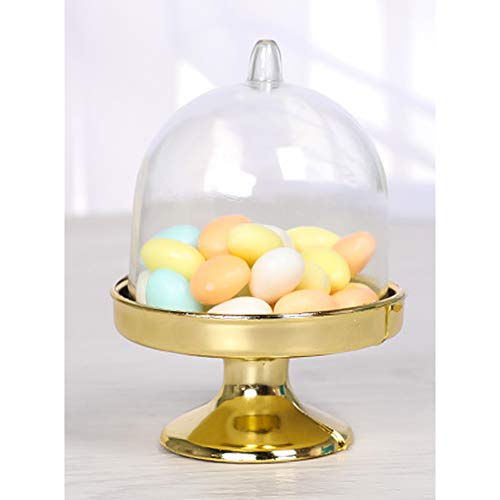 BILLIOTEAM 16 Packs Plastic Mini Cake Stand with Dome, Mini Cupcake Stand Plate with Lid, Cake Stand Candy Box Bulk for Wedding, Birthday, Baby Shower, Tea Party Supplies (Gold and Silver)