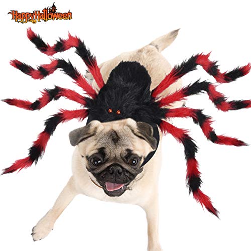 Yoochee Halloween Dog Spider Costumes - Pet Costume Spider Halloween Pet Cosplay Dog Cat Costumes Apparel for Medium Small Dogs Cats (Medium, Red & Black)