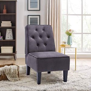 annjoe Armless Accent Chair, Button Tufted Slipper Chair Side Chair Single Sofa for Dining Room Living Room Bedroom Funiture (Set of 2)