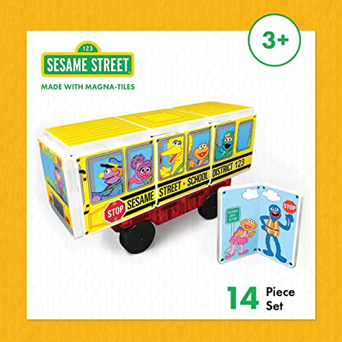 CreateOn Magna-Tiles “Sesame Street” Toys, Magnetic Kids’ Building Toys from “Sesame Street” Books, School Bus Magnet Tiles, Educational Toys for Ages 3+, 14 Pieces