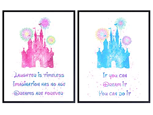 Inspirational Quotes Wall Decor Set - Castle World Motivational Wall Art Room Decoration Poster Prints for Kids, Boys, Girls Bedroom - Gift for Women and Fans 8x10 prints Unframed