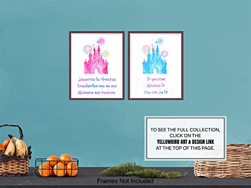 Inspirational Quotes Wall Decor Set - Castle World Motivational Wall Art Room Decoration Poster Prints for Kids, Boys, Girls Bedroom - Gift for Women and Fans 8x10 prints Unframed