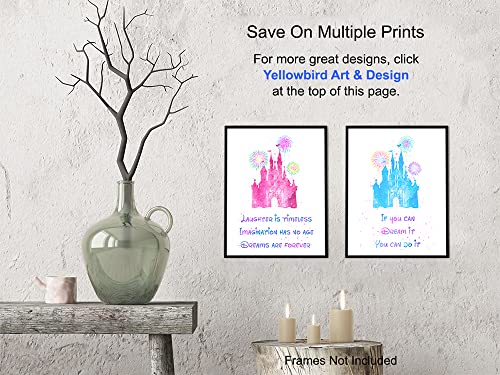 Inspirational Quotes Wall Decor Set - Castle World Motivational Wall Art Room Decoration Poster Prints for Kids, Boys, Girls Bedroom - Gift for Women and Fans 8x10 prints Unframed