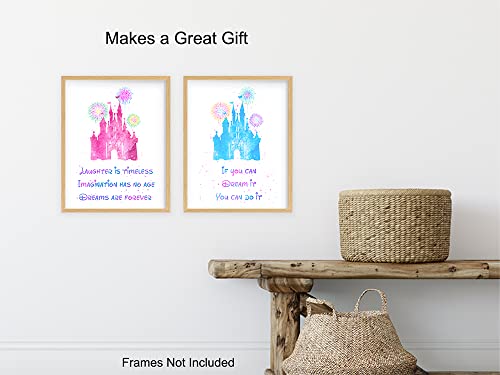 Inspirational Quotes Wall Decor Set - Castle World Motivational Wall Art Room Decoration Poster Prints for Kids, Boys, Girls Bedroom - Gift for Women and Fans 8x10 prints Unframed