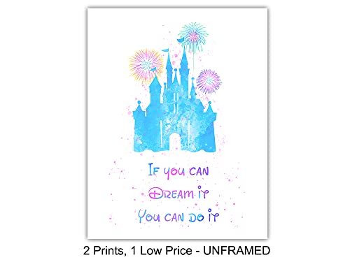 Inspirational Quotes Wall Decor Set - Castle World Motivational Wall Art Room Decoration Poster Prints for Kids, Boys, Girls Bedroom - Gift for Women and Fans 8x10 prints Unframed