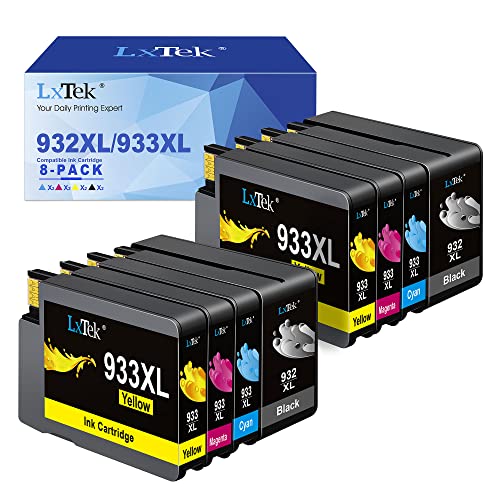 LxTek Compatible Ink Cartridge Replacement for HP 932XL 933XL 932 933 to use with OfficeJet 6600 6700 6100 7110 7612 7510 7610(2 Black, 2 Cyan, 2 Magenta, 2 Yellow, 8 Pack).