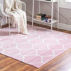 Unique Loom Trellis Frieze Collection Area Rug - Rounded (3' Square, Light Pink/ Ivory)