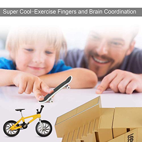 ideallife Mini Finger Toys Set, Mini Scooter Finger Skateboards Finger Bikes Tiny Swing Board with Replacement Wheels and Tools (18 Pcs)