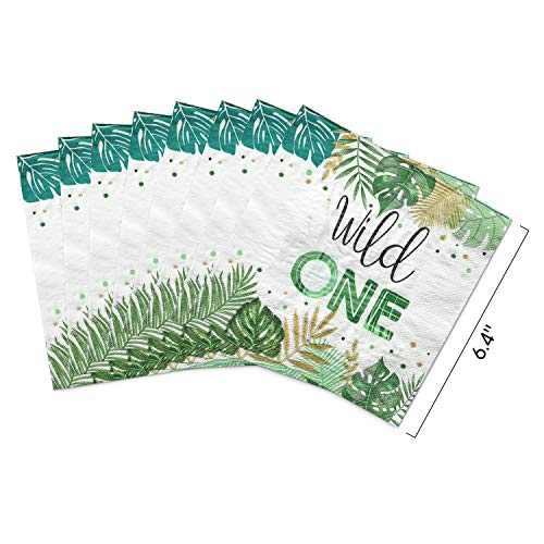 HIPEEWO Wild One Birthday Decorations - Wild One Party Supplies, Including Plates, Napkins, and Cups, 1st Safari Birthday Decorations Tableware Set Serves 24 Guests 96 Pieces