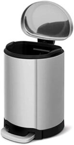 innovaze 3.2 gal./12 liter stainless steel semi-round step-on trash can for bathroom and office