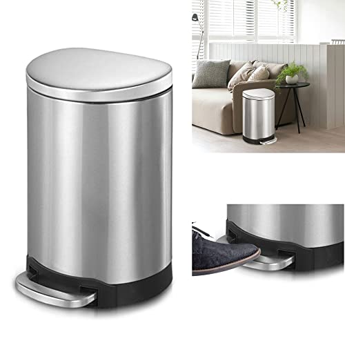 Innovaze 3.2 Gal./12 Liter Stainless Steel Semi-Round Step-on Trash Can for Bathroom and Office