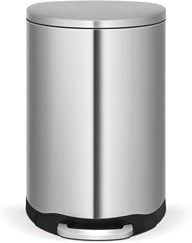 Innovaze 3.2 Gal./12 Liter Stainless Steel Semi-Round Step-on Trash Can for Bathroom and Office