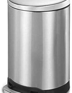 Innovaze 3.2 Gal./12 Liter Stainless Steel Semi-Round Step-on Trash Can for Bathroom and Office