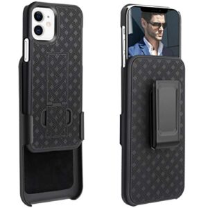 Fingic Compatible with iPhone 12 Case, iPhone 12 Pro Holster Case Combo Shell Slim Rugged Case with Kickstand Swivel Belt Clip Holster Shockproof Cover for 12/12 Pro 6.1" (No Screen Protector), Black