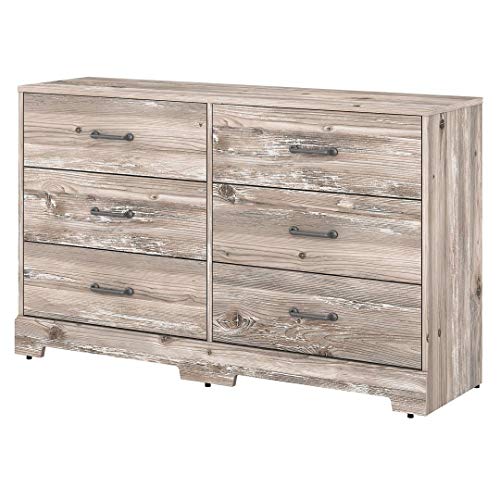 Bush Furniture Bedroom River Brook 6 Drawer Dresser, Barnwood