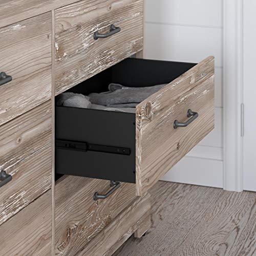 Bush Furniture Bedroom River Brook 6 Drawer Dresser, Barnwood