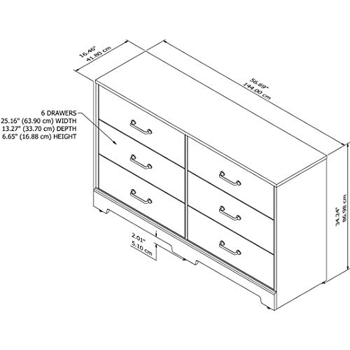 Bush Furniture Bedroom River Brook 6 Drawer Dresser, Barnwood