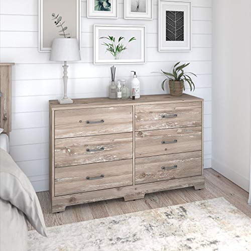 Bush Furniture Bedroom River Brook 6 Drawer Dresser, Barnwood