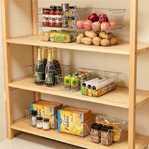 SANNO Stackable Baskets Organizing Pantry Organization and Storage Metal Kitchen Organization Bins Cabinet Metal Baskets for StorageBin for Kitchen Counter Bathroom Shelves Storage Onion Potato Farmhouse Baskets