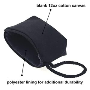 Muka 12 Pack 100% Cotton Canvas Bag Natural Wristlet Pouch with Black Zipper 7-1/2 x 4-1/4 x 2 Inches