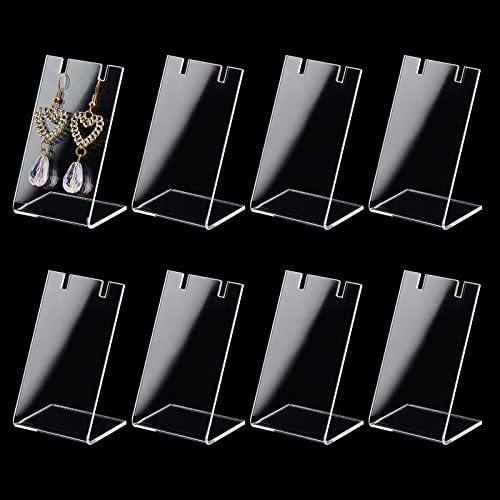 PH PandaHall 10pcs Acrylic Earring Holder Single Pair L-Shape Jewelry Displays Stand Necklace Earring Organizer for Jewelry Dangling Slant Back Display Props Show Retail Store Marketing 1.3x1.7x3”