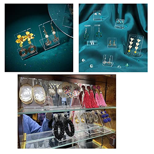 PH PandaHall 10pcs Acrylic Earring Holder Single Pair L-Shape Jewelry Displays Stand Necklace Earring Organizer for Jewelry Dangling Slant Back Display Props Show Retail Store Marketing 1.3x1.7x3”