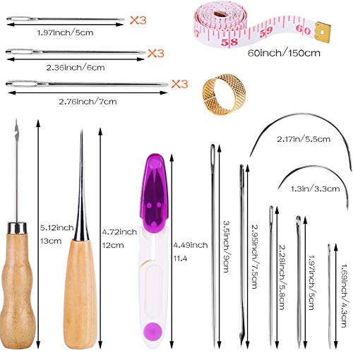 30 PCS Upholstery Repair Kit, Leather Sewing Repair Kit with Sewing Thread, Large Eye Leather Sewing Needles, Awl, Leather Hand Sewing Needles, Leather Craft Tool Kit for Leather Repair, Stitching