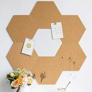 DIY Splicing Hexagonal Felt Bulletin Board x6, Colorful Hexagonal Cork Tiles/Message Board/Background Wall/Photo Wall