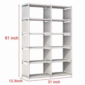 Yomeliy Cube Storage, 5 Tier 10 Cubes Organizer Shelves, Bookcase Shelve for Living Room, Study Room, Bedroom and Office (Gray)