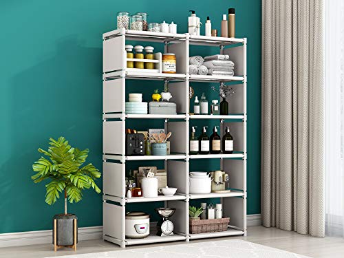 Yomeliy Cube Storage, 5 Tier 10 Cubes Organizer Shelves, Bookcase Shelve for Living Room, Study Room, Bedroom and Office (Gray)