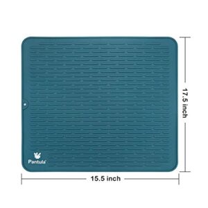 Silicone Dish Drying Mat - 18 x 16 Inch Large Nonslip Pad with High Ridges for Better Aeration, Suitable for Kitchen Counter Sink Refrigerator Liners, Heat Resistant & Dish Wash Safe, BPA Free (Green)