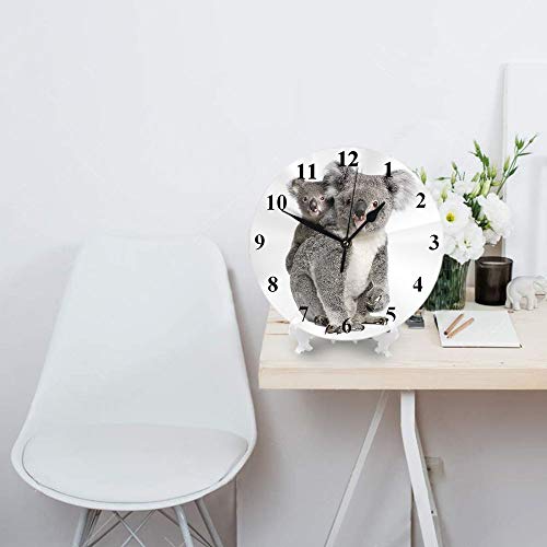 AOYEGO Koala Wall Clock Cute Animal Koala Bears Family Mom and Son Clock Round Silent Non Ticking Home Decor 10 Inch for Living Room Bedroom Office