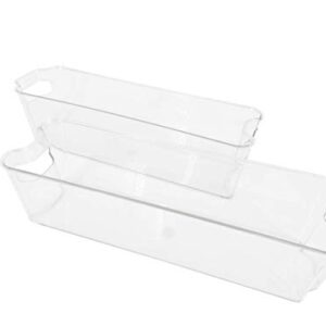 FixtureDisplays Stackable Plastic Organizer Storage Bins, Small - 2 Pack - Pantry Organization and Storage Refrigerator Bins Fridge Freezer Organizer 14.5 Long X 4.1 Wide X 4" Tall 15268-2PK-NF