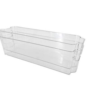 FixtureDisplays Stackable Plastic Organizer Storage Bins, Small - 2 Pack - Pantry Organization and Storage Refrigerator Bins Fridge Freezer Organizer 14.5 Long X 4.1 Wide X 4" Tall 15268-2PK-NF