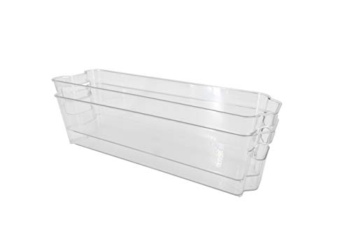 FixtureDisplays Stackable Plastic Organizer Storage Bins, Small - 2 Pack - Pantry Organization and Storage Refrigerator Bins Fridge Freezer Organizer 14.5 Long X 4.1 Wide X 4" Tall 15268-2PK-NF