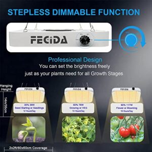 FECiDA Dimmable 1000W LED Grow Light, UV-IR Included Full Spectrum LED Grow Tent Light for 2x2 3x3 2x4 ft, 2023 Best Indoor Plants Growing Lamps, Daisy Chain Function & Quiet Build-in Fan